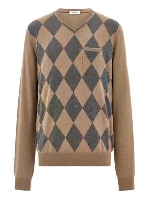 FERRAGAMO Argyle Virgin Wool Sweater - Neutrals
