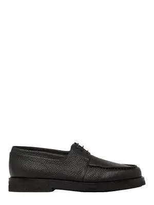 Marsèll Pebble-grain Leather Boat Shoes - Black