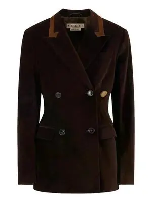 Marni Velvet Blazer With Calf-hair Collar - Brown