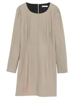 Patrizia Pepe Long Sleeve Round Neck Dress - Neutrals