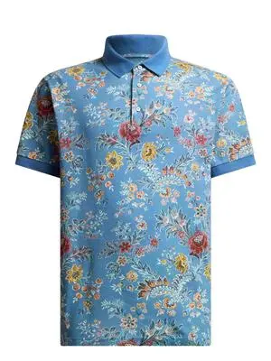 Etro Floral-print Polo Shirt - Blue