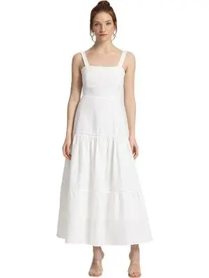 MONLICIA Ella Midi 100% Linen Dress - White