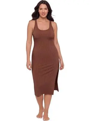 S3 APPAREL Ribbed Midi Dress Latte