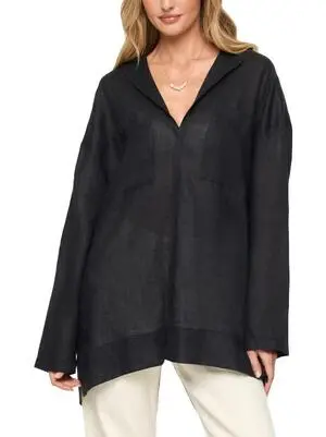 L*Space Oasis Linen Cover-up Tunic - Black