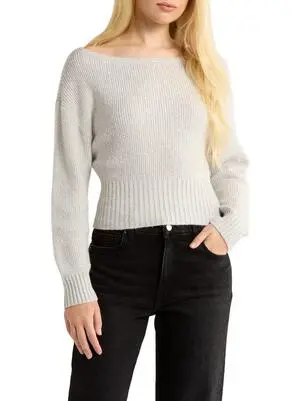 PACSUN Cosette Off-the-shoulder Ribbed Sweater - Heather Grey