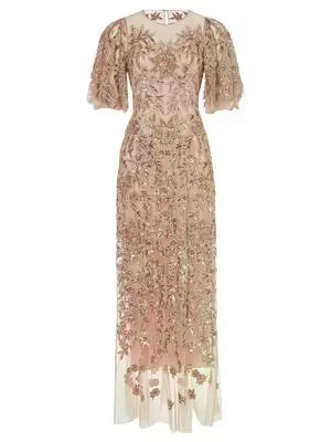 TEMPERLEY LONDON Genevieve Embellished Flared Hem Dress - Pink