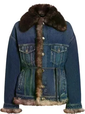 Dolce & Gabbana Fur-trimmed Denim Jacket - Blue