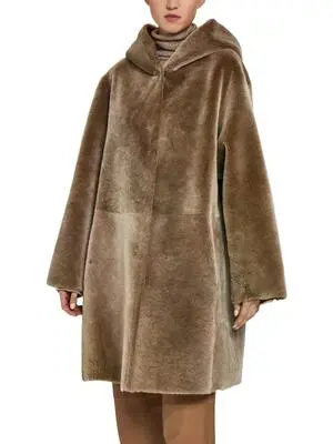 MANZONI 24 Hooded Shearling Coat - Brown