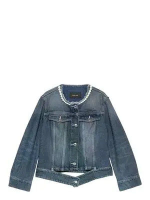 Simone Rocha Pearl-embellished Denim Jacket - Blue