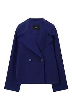 JOSEPH Double-breasted Wool And Silk Coat - Cobalt