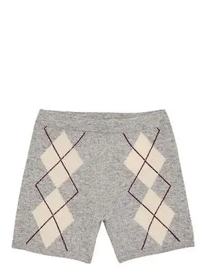 Sandro Argyle-print Wool-cashmere Blend Shorts - Grey