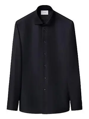 Eton Houndstooth King Long-sleeve Contemporary-fit Cotton Twill Shirt - Black