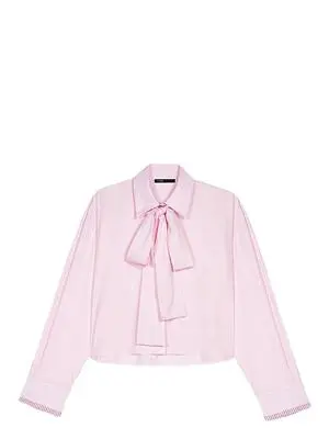 Maje Tie-neck Cotton Shirt - Pink