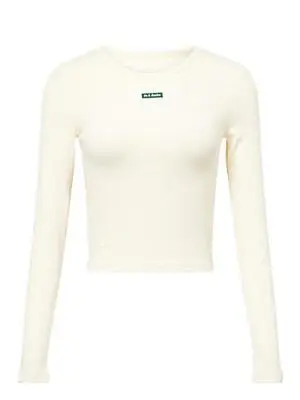 RU & ROCKA Logo-patch Ribbed Cotton Top - Butter Cream