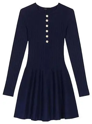 Maje Stretch-knit Mini Dress - Navy