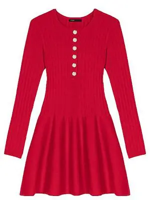 Maje Stretch-knit Mini Dress - Red