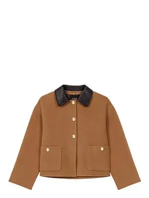 Maje Contrast-collar Wool-blend Coat - Camel
