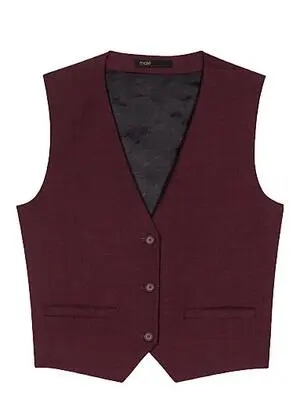 Maje Sleeveless Stretch Wool-blend Jacket - Burgundy