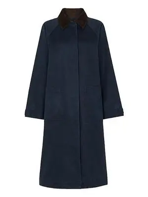 Whistles Gabriella Contrast-collar Waxed Overcoat - Navy