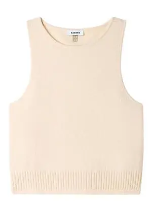 Sandro Round-neck Sleeveless Wool And Cashmere Jumper - Vanilla