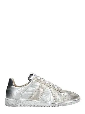 MAISON MARGIELA Replica Leather Trainers - Silver Com