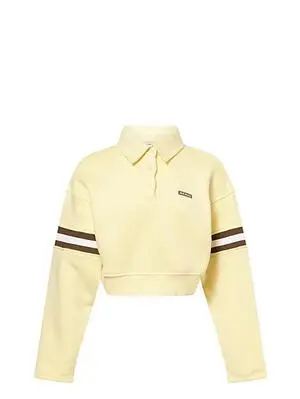 RU & ROCKA Cropped Cotton-blend Polo Sweatshirt - Lemon