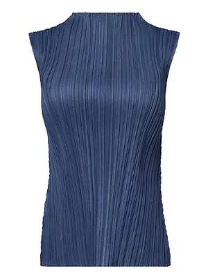 Issey Miyake Mellow Pleats Knit Top - Navy