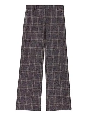 Maje Checked Wide-leg Trousers - Grey
