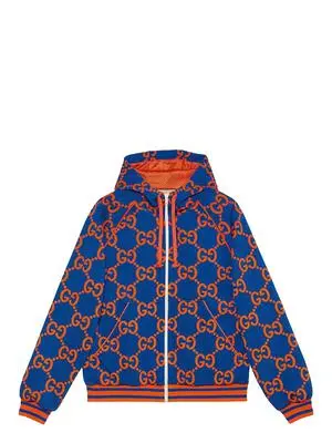 Gucci Gg Jacquard Zip-up Jacket - Blue