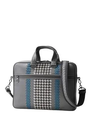 Bottega Veneta Intrecciato Leather Briefcase - Grey