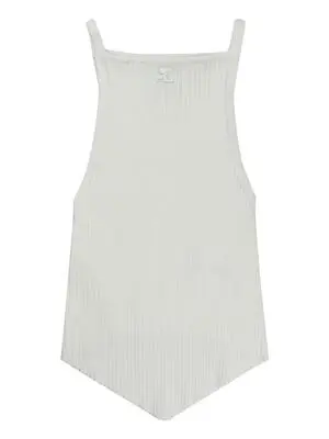 COURREGES Signature Pointy Rib Knit Top - White