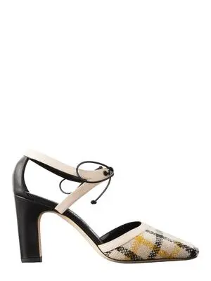 Manolo Blahnik Subura Leather-trimmed Checked Wool Pumps - Multi