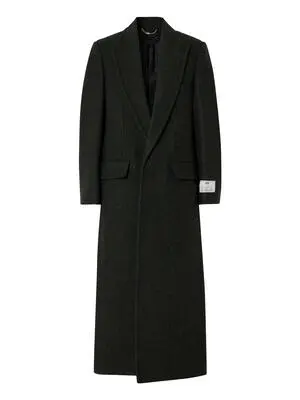 Victoria Beckham Mélange Wool Coat Dark Green