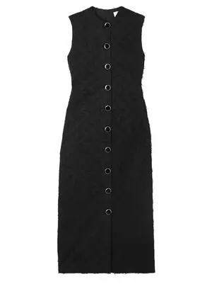 DESTREE Camille Frayed Fil Coupé Organic Cotton Midi Dress - Black