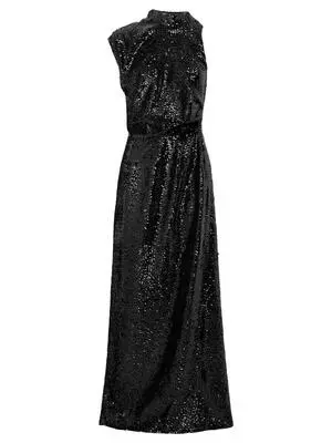 EMILIA WICKSTEAD Conlan Draped Sequined Gown - Black