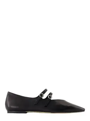 AeydĒ Double-strap Pointed-toe Flats - Black