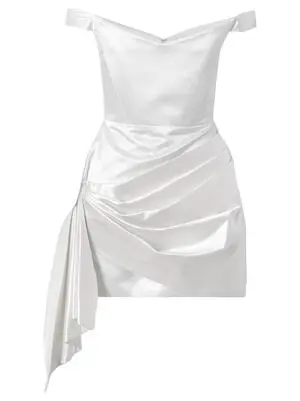 Alex Perry Draped Cotton And Silk-blend Mini Dress - White