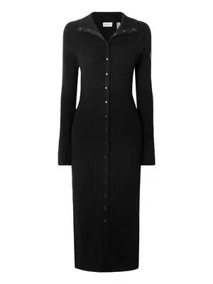 Moncler Edward Enninful Ribbed Wool Midi Dress - Black