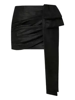 Pinko Draped Mini Skirt With Bow - Black