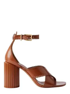 Zimmermann Eddie Scalloped Leather Sandals - Brown