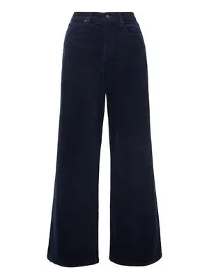 FRAME Le Slim Palazzo Cotton-blend Wide-leg Pants - Blue