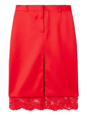 Stella McCartney Lace-trimmed Wool Skirt - Red
