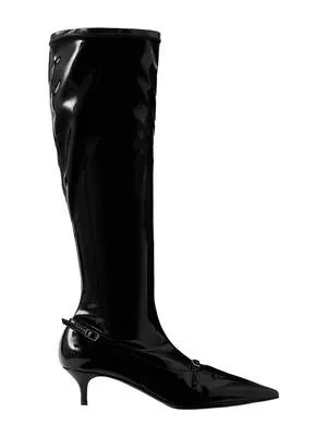 Magda Butrym Buckled Patent-leather Knee Boots - Black