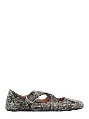 Alaïa Criss Cross Snakeskin Ballet Flats - Animal Print