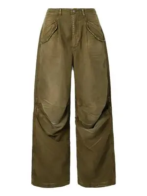 R13 Gathered Cotton-twill Straight-leg Pants - Green