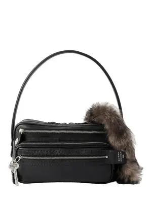 ACNE STUDIOS Acne Studios Small Shearling-Trimmed Leather Shoulder Bag
