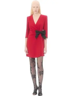 Valentino Garavani Cady Couture Short Dress With Bow - Black