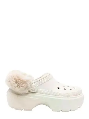 CROCS Faux-fur Platform Clogs - Neutrals