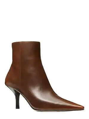 Michael Kors Selina Burnished Leather Ankle Boots - Brown