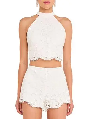 Amanda Uprichard Brynley Lace Halter Top - White